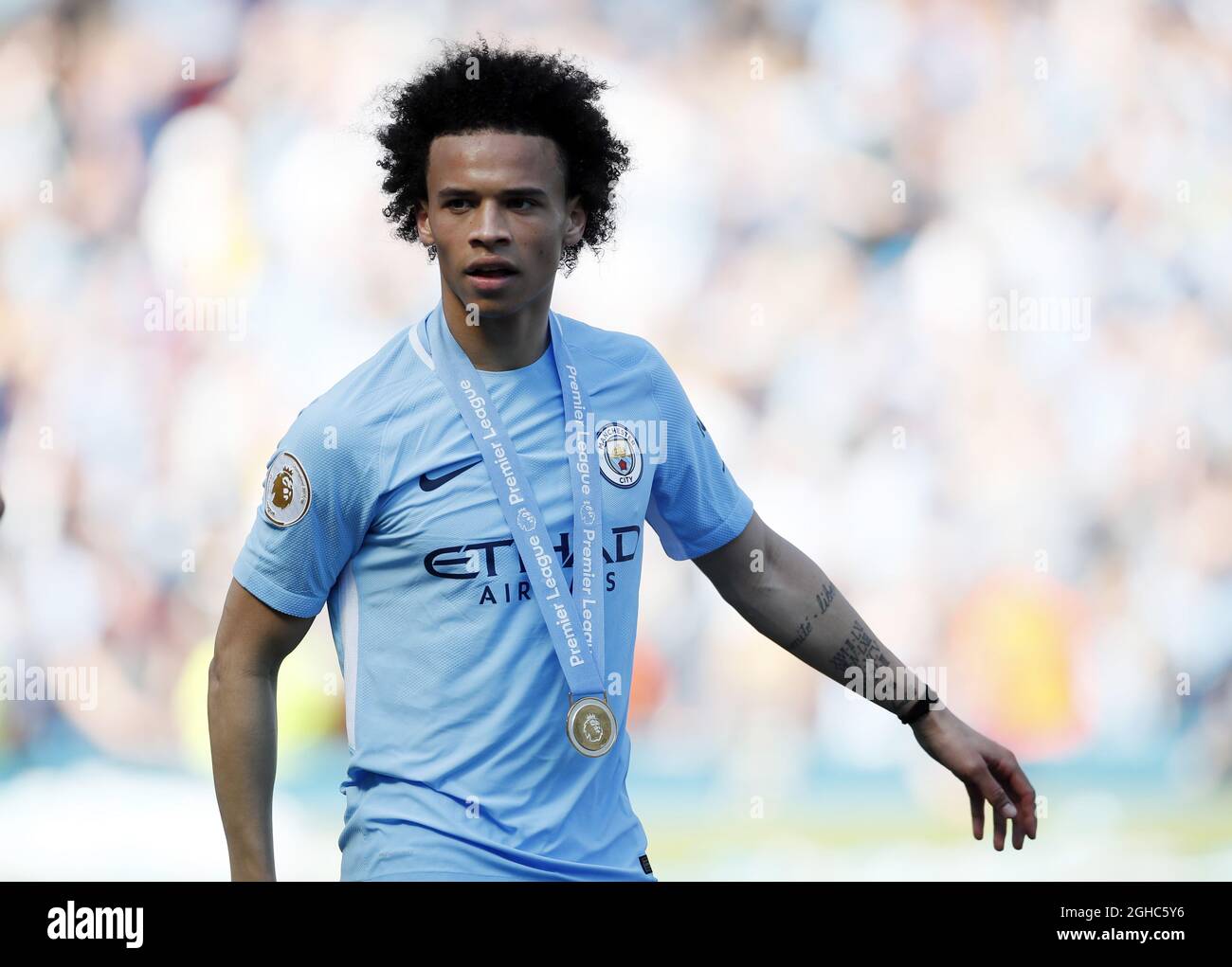Manchester citys leroy sane premier league match etihad stadium hi-res ...