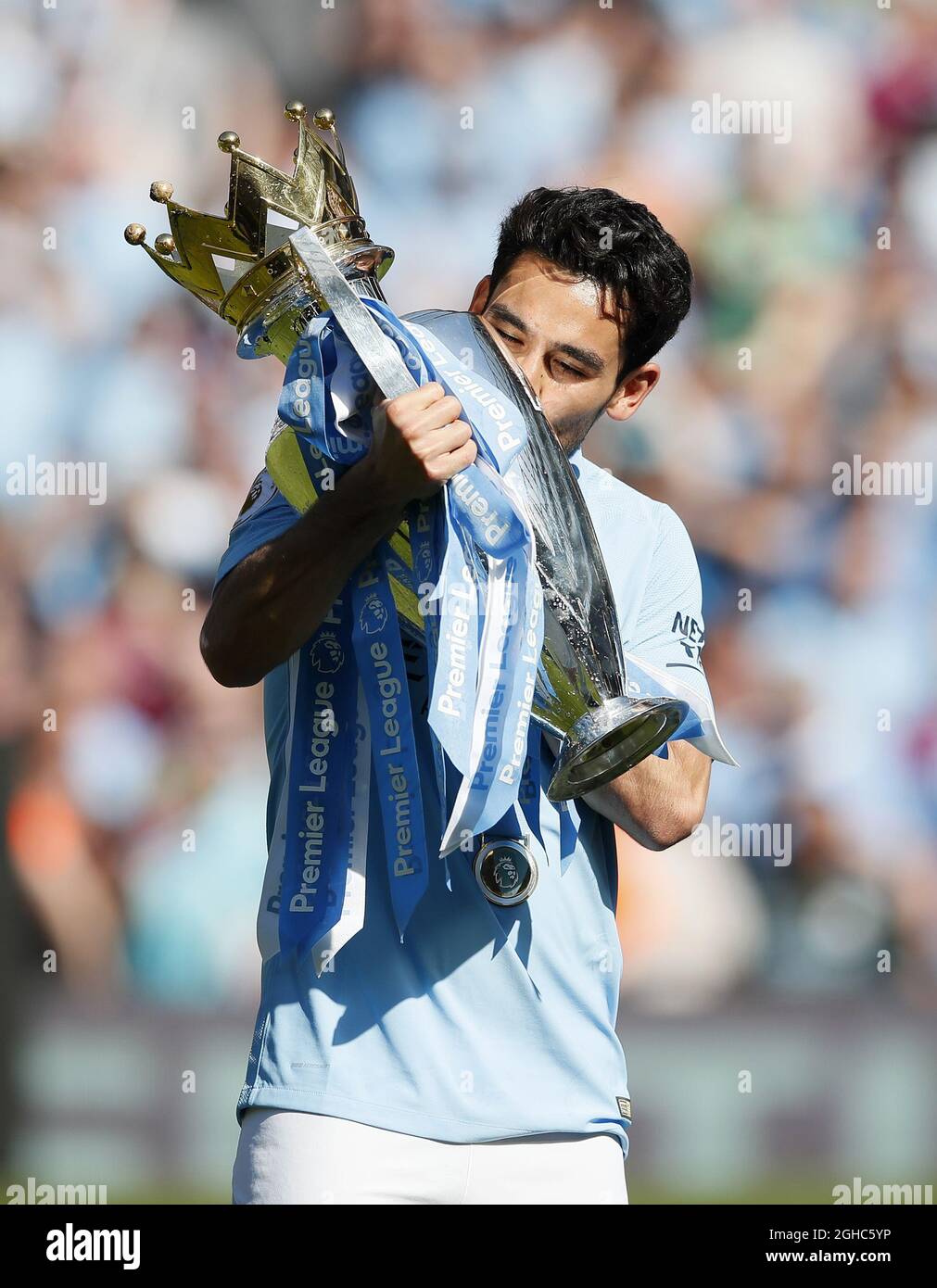 Manchester City's Ilkay Gundogan celebrates with the trophy during the ...