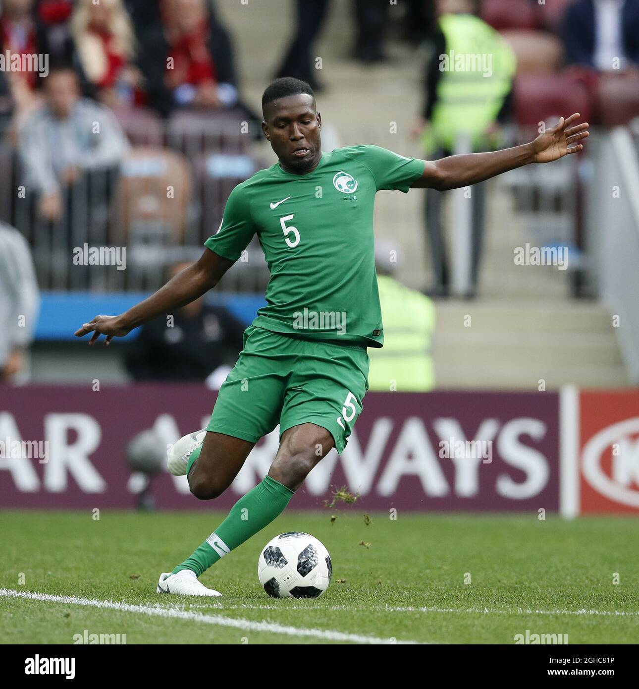 Saudi Arabia's Omar Hawsawi in action during the FIFA World Cup 2018 ...