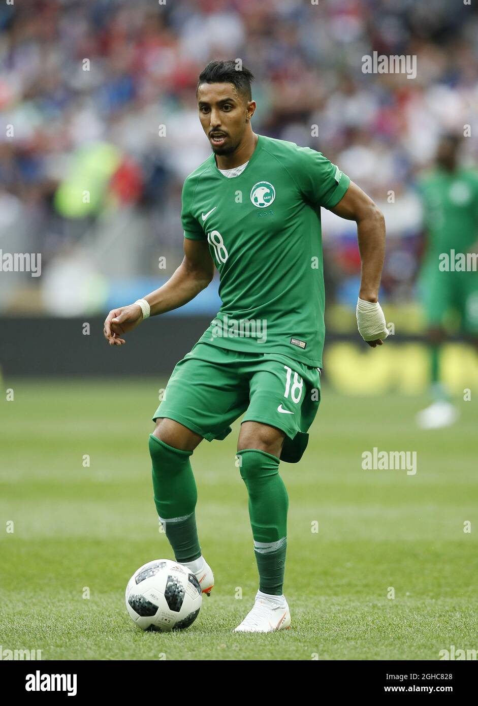 Saudi Arabia's Salem Aldawsari in action during the FIFA World Cup 2018 ...