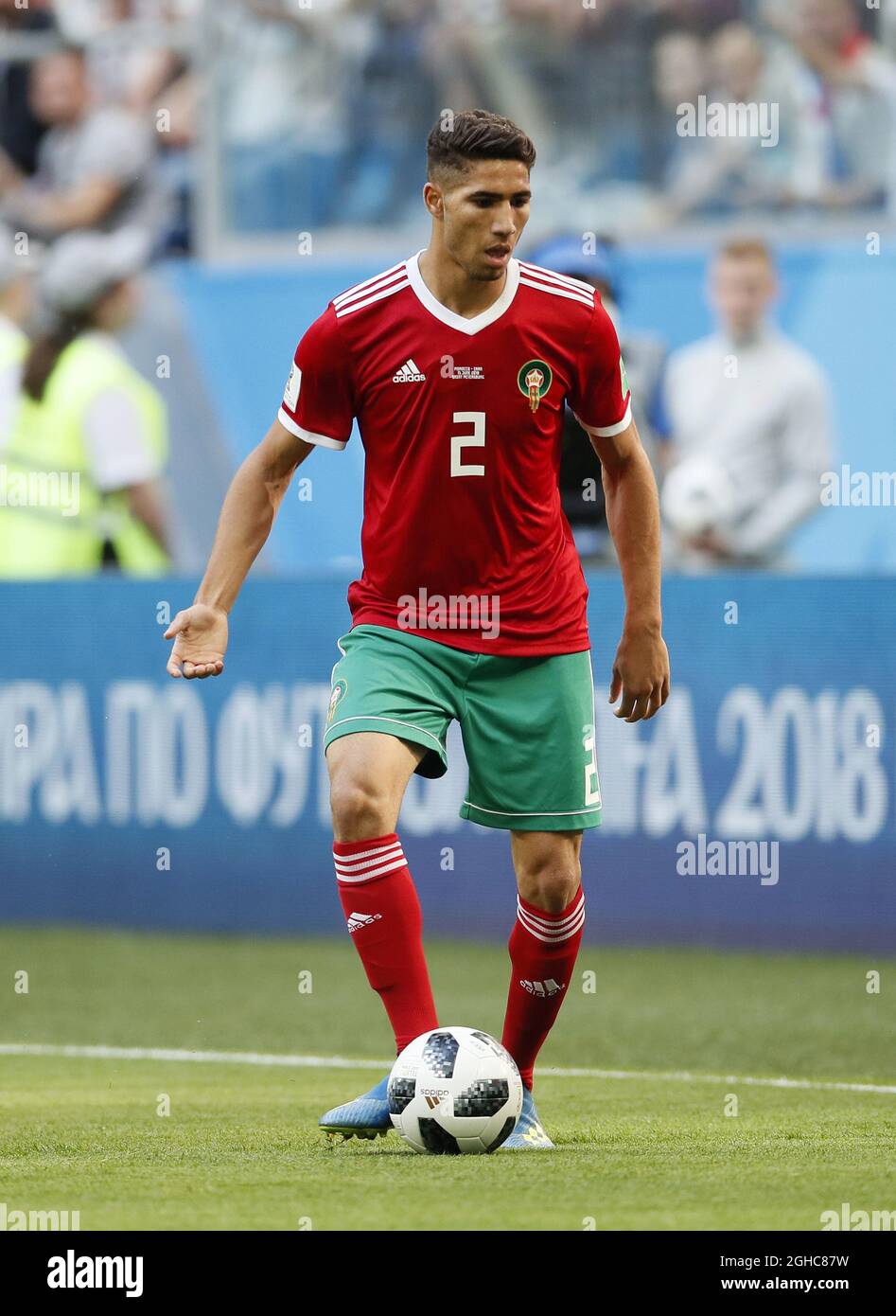 Morocco's Achraf Hakimi in action during the FIFA World Cup 2018 Group ...