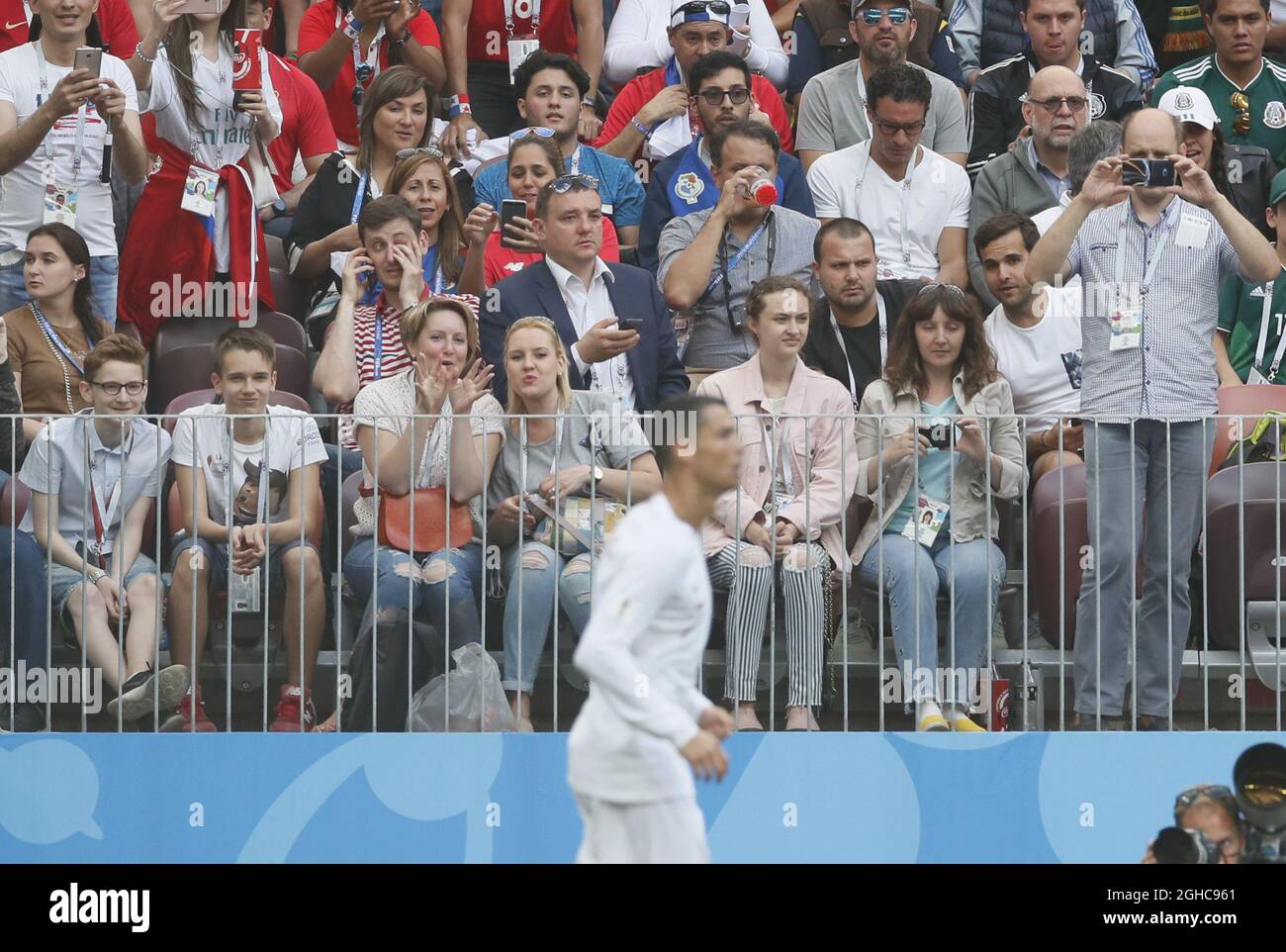 Cristiano Ronaldo of Portugal is centre of attention with the crowd ...