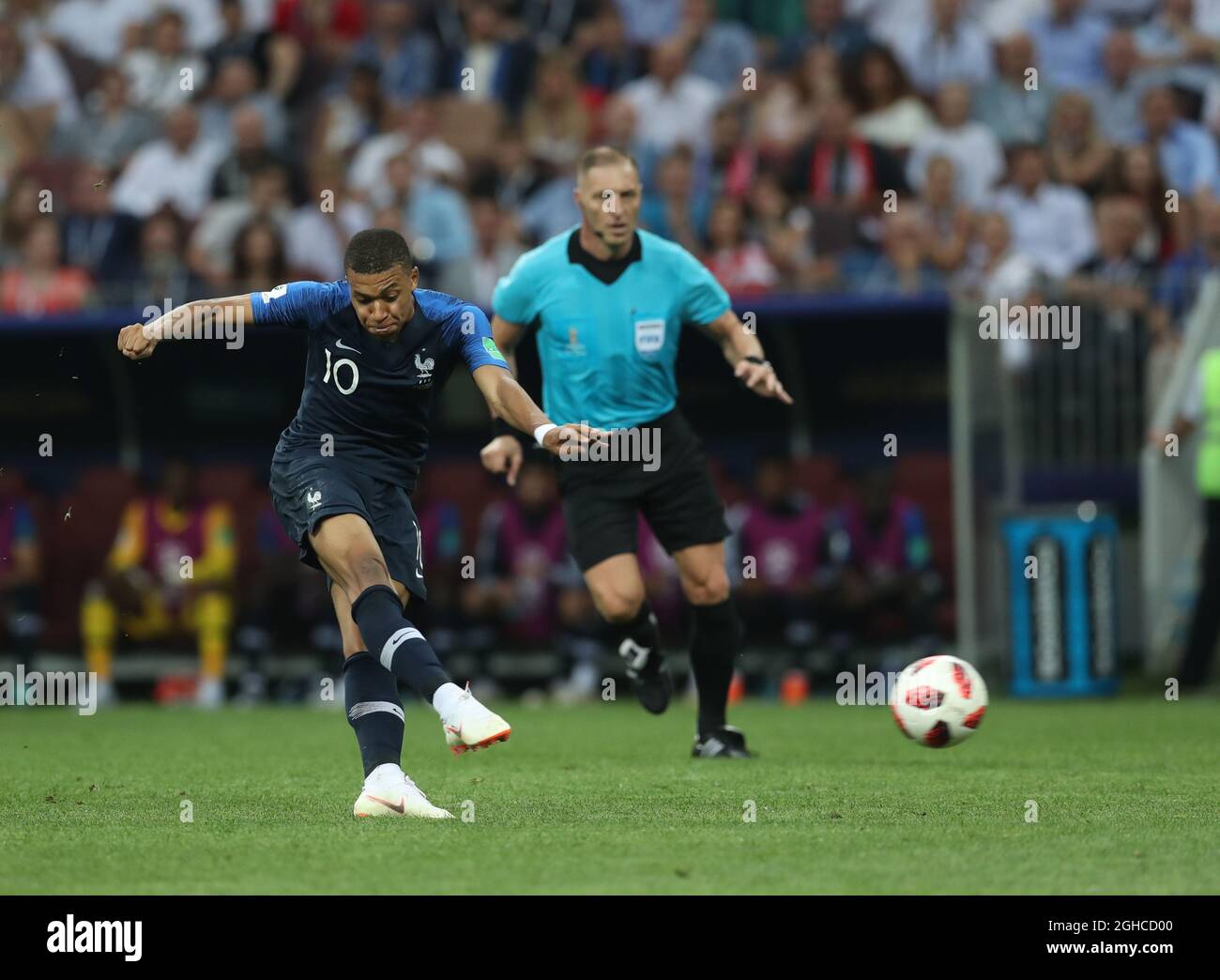 Kylan Mbappe of France scores the fourth goal during the FIFA World Cup ...