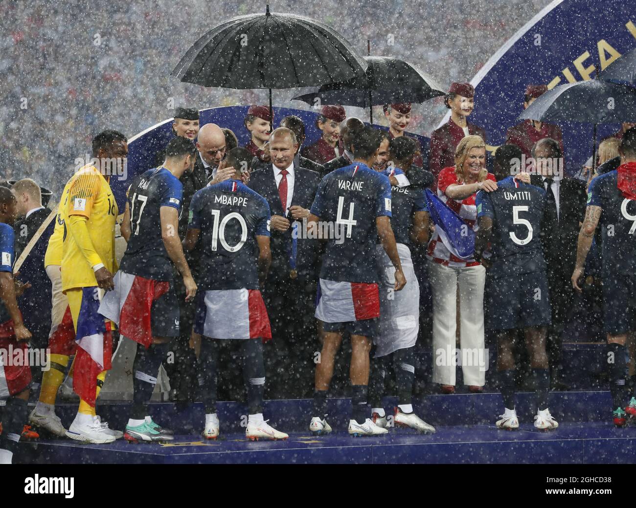 FIFA President Gianni Infantino greets Kylan Mbappe of France as ...