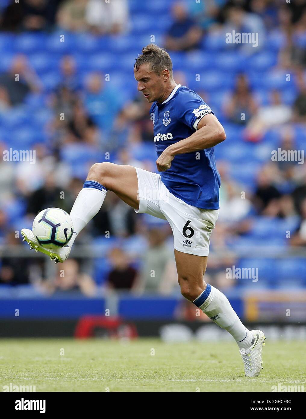 Everton's Phil Jagielka in action during the pre-season friendly match ...