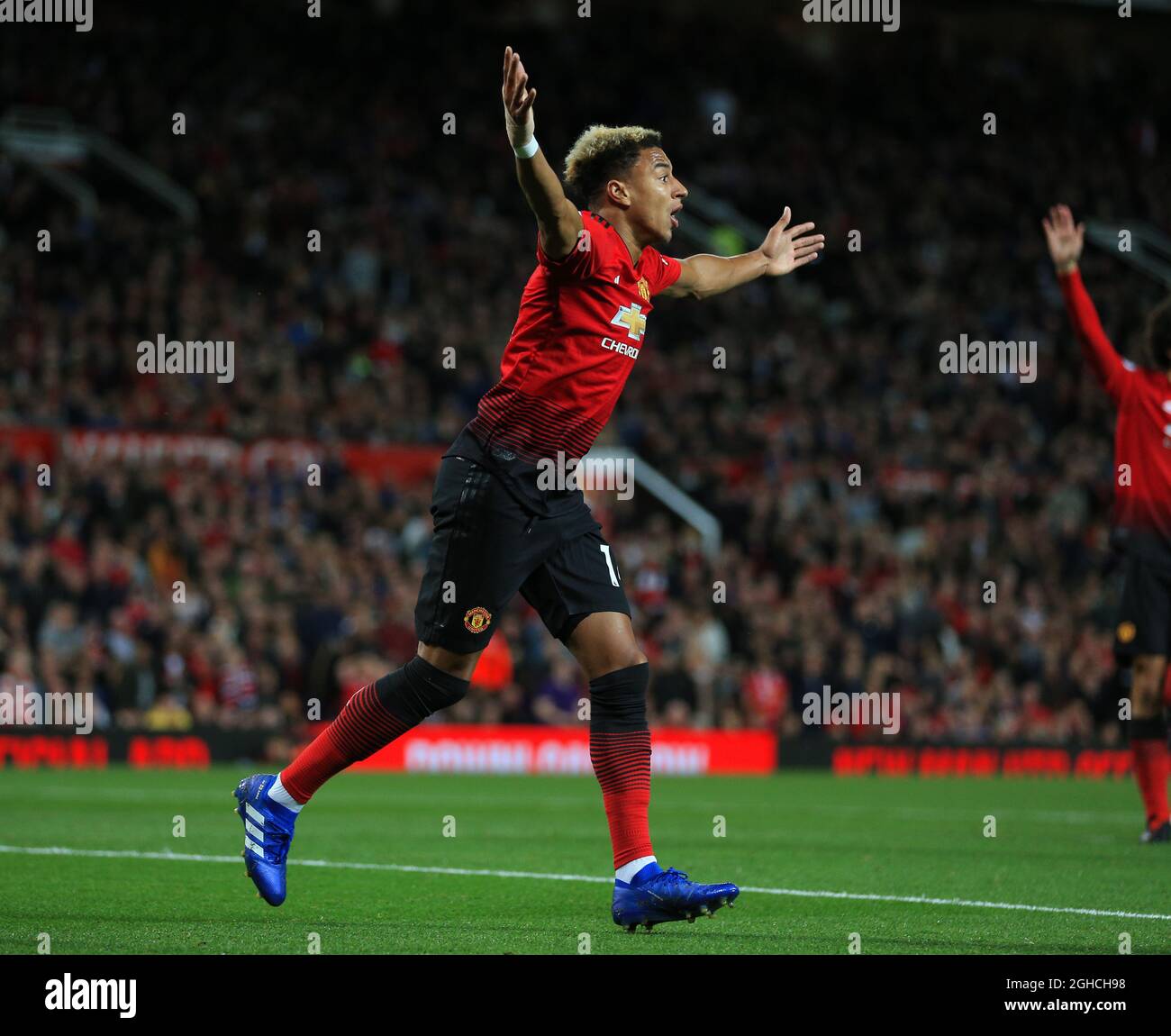 Jesse Lingard of Manchester United makes claims during the Premier ...