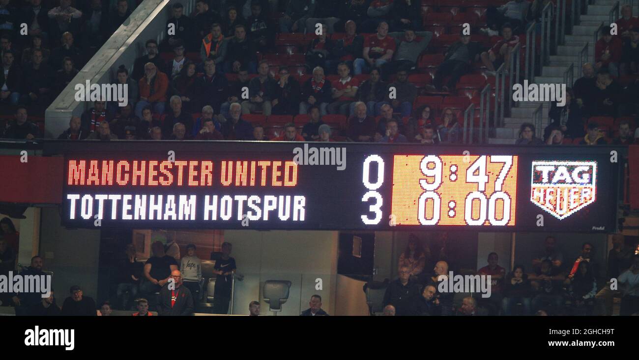 The scoreboard showing the biggest loss at Old Trafford for years ...