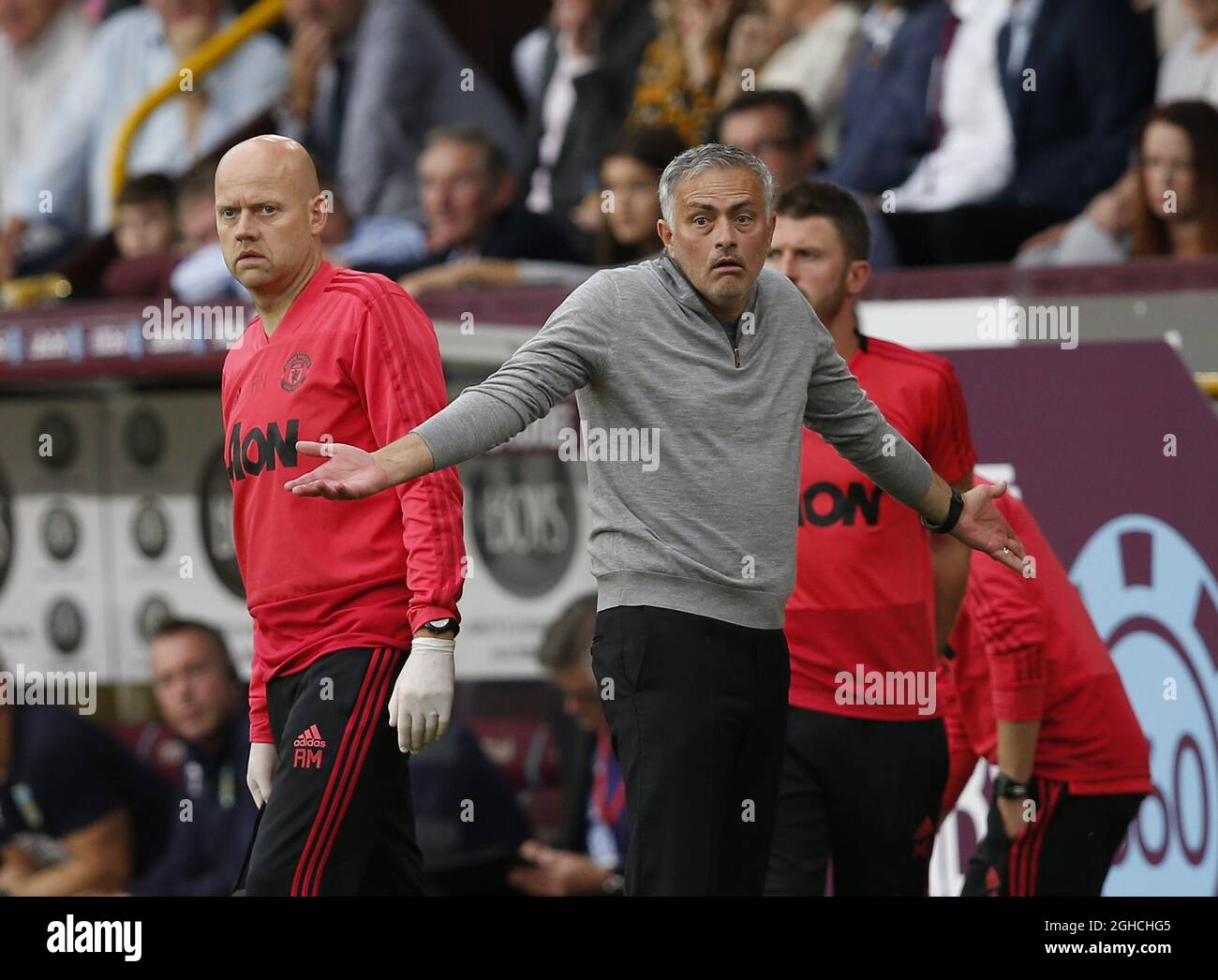 Jose Mourinho manager of Manchester United gestures during the Premier ...