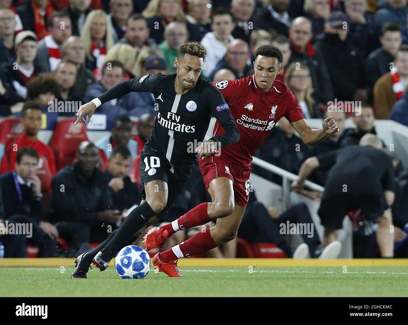 PSG forward Neymar Neymar and Trent Alexander-Arnold of Liverpool ...