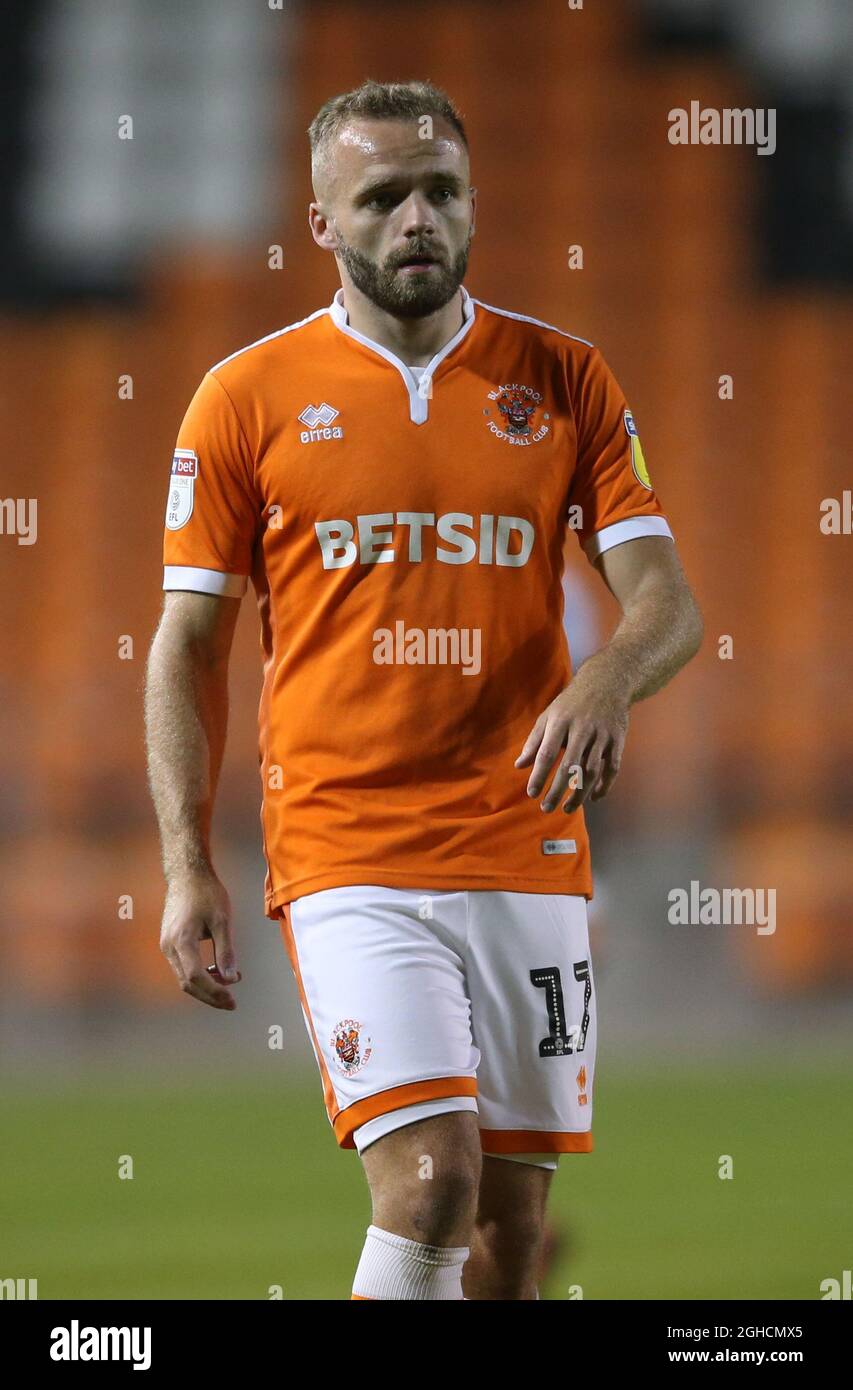 Ryan McLaughlin of Blackpool during the Carabao Third Round match at ...