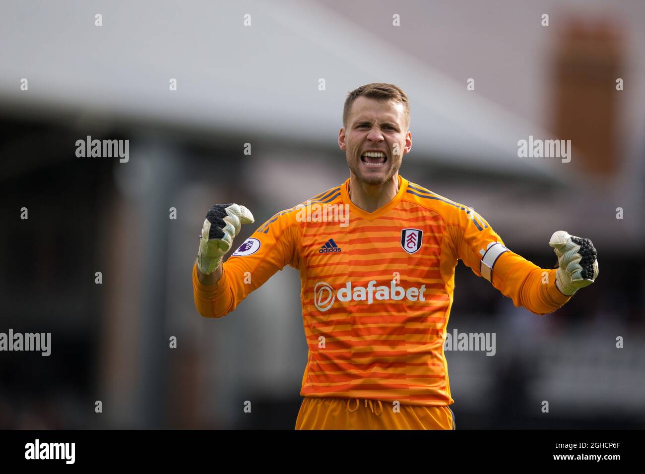 Marcus Bettinelli of Fulham celebrates his side's first goal during the ...