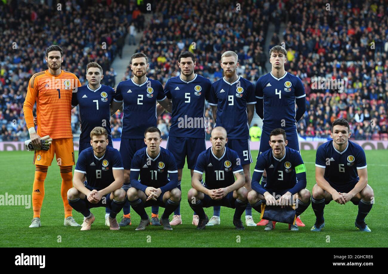 Scotland pose for a team picture before kick off during the ...