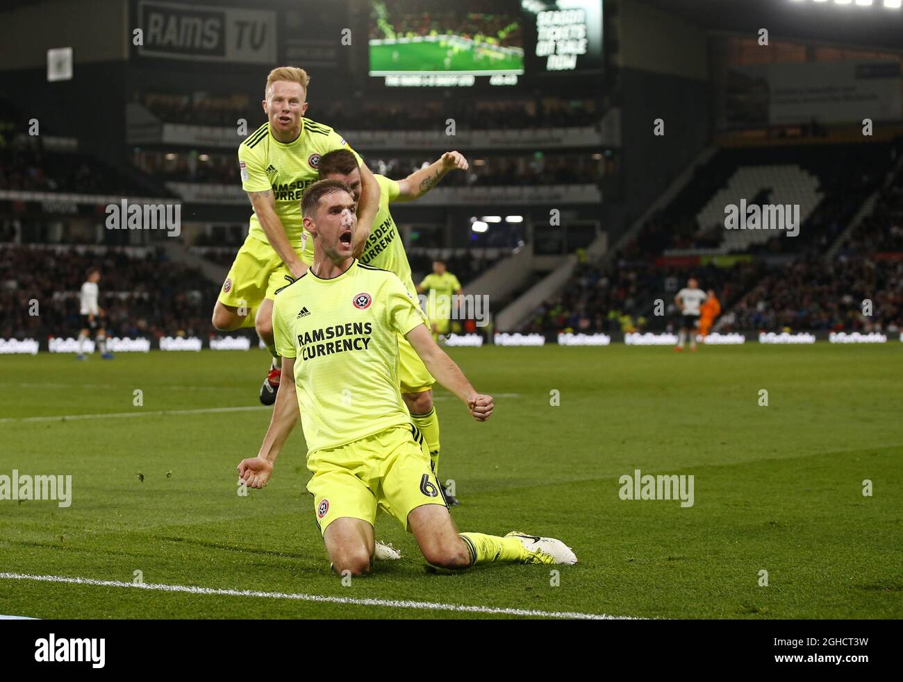 Chris Basham of Sheffield Utd celebrates scoring the first half ...