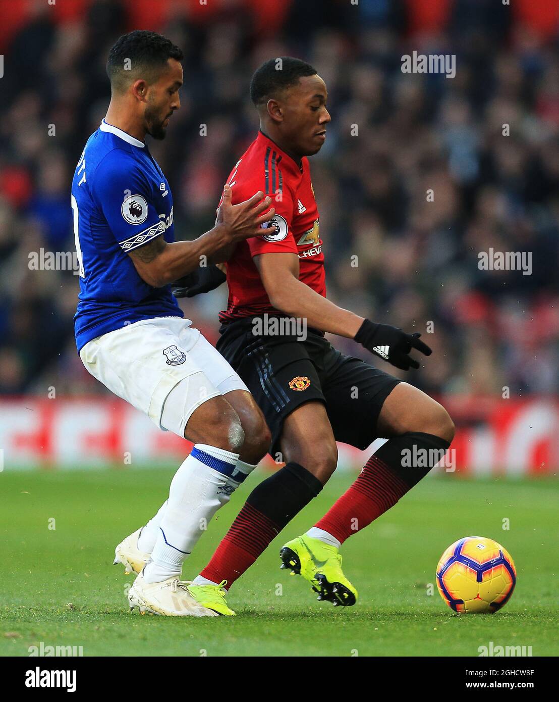 Manchester United's Anthony Martial and Everton's Theo Walcott during ...