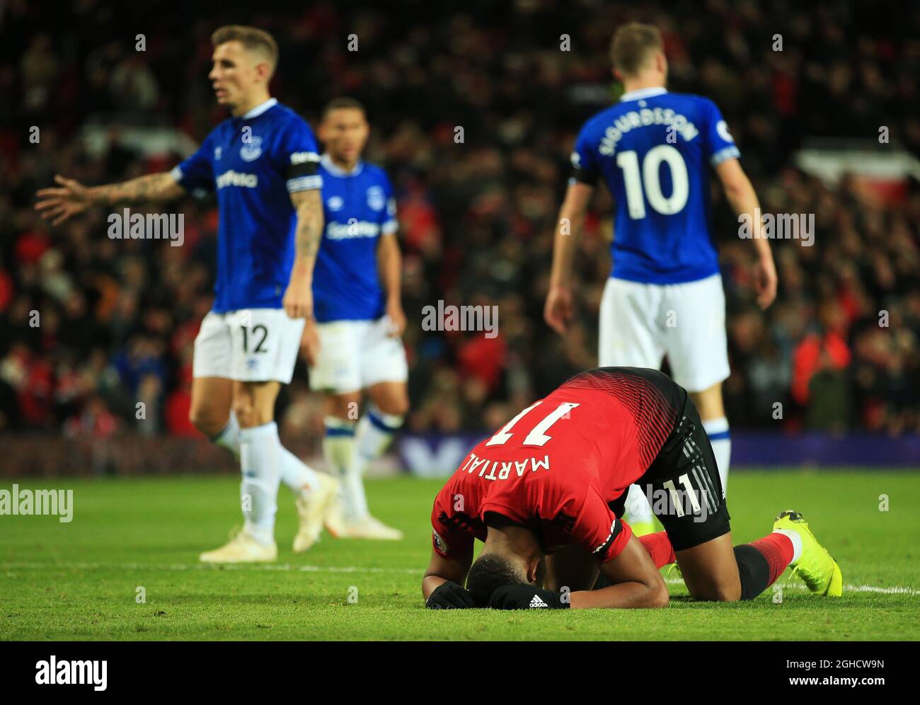 Manchester United's Anthony Martial reacts after missing a chance ...