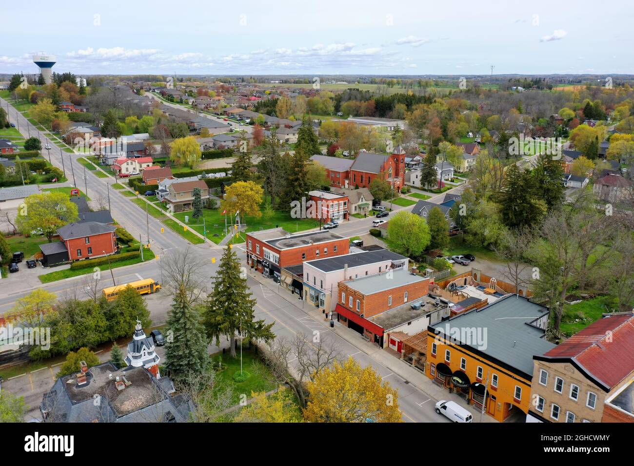 An aerial view of downtown St George, Ontario, Canada, editorial Stock ...