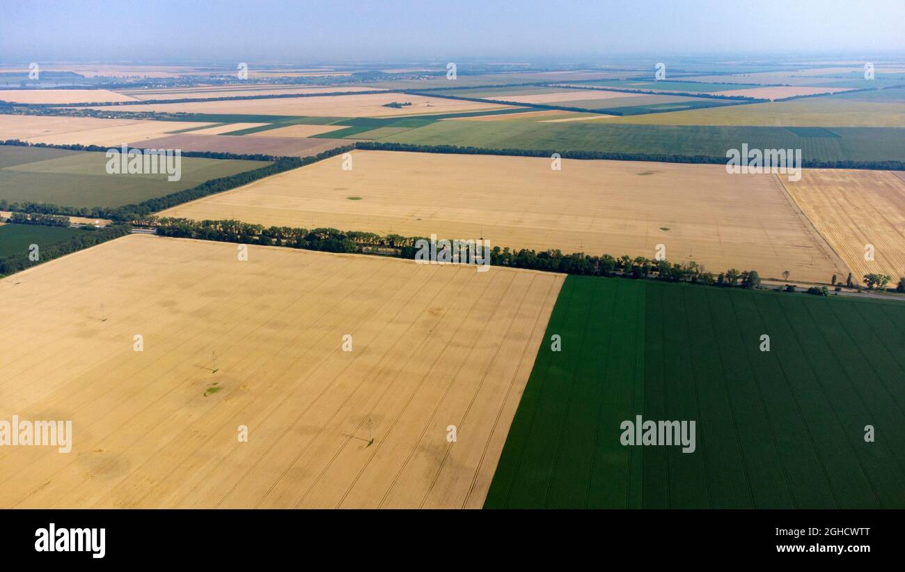 Aerial flight over large fields hi-res stock photography and images - Alamy