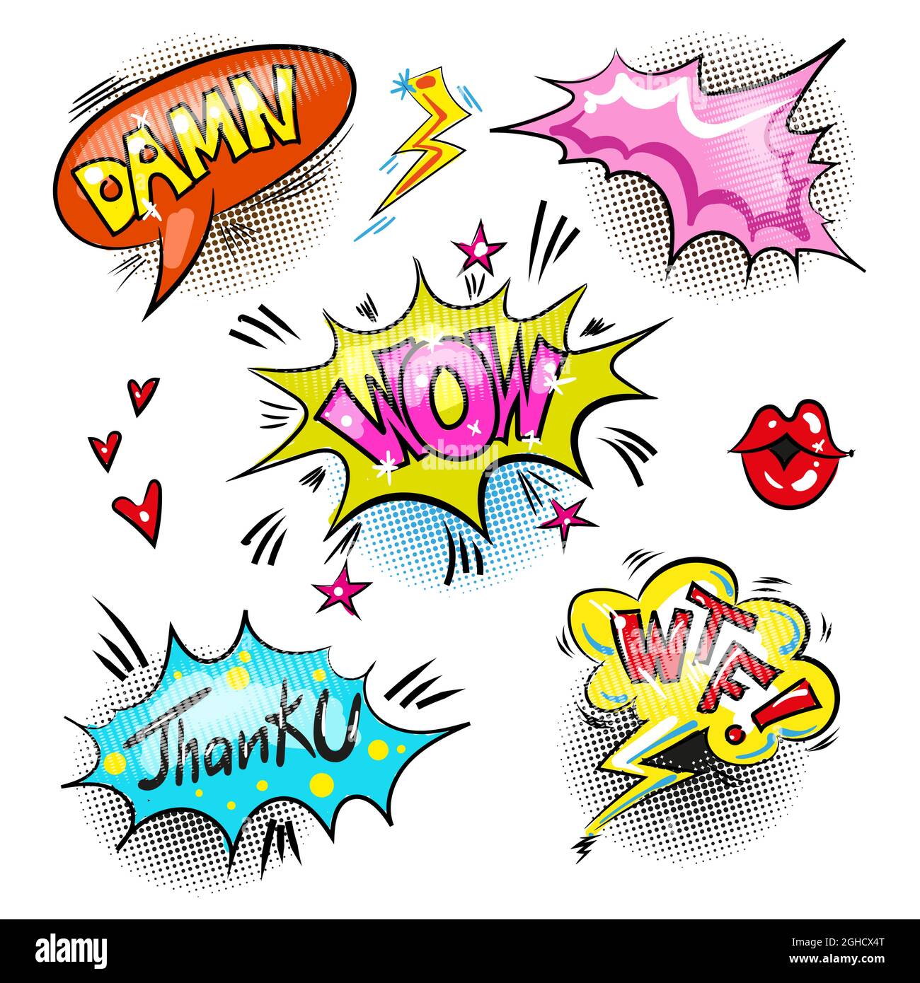 Vector pop art modern patches and speech bubbles Stock Vector Image ...