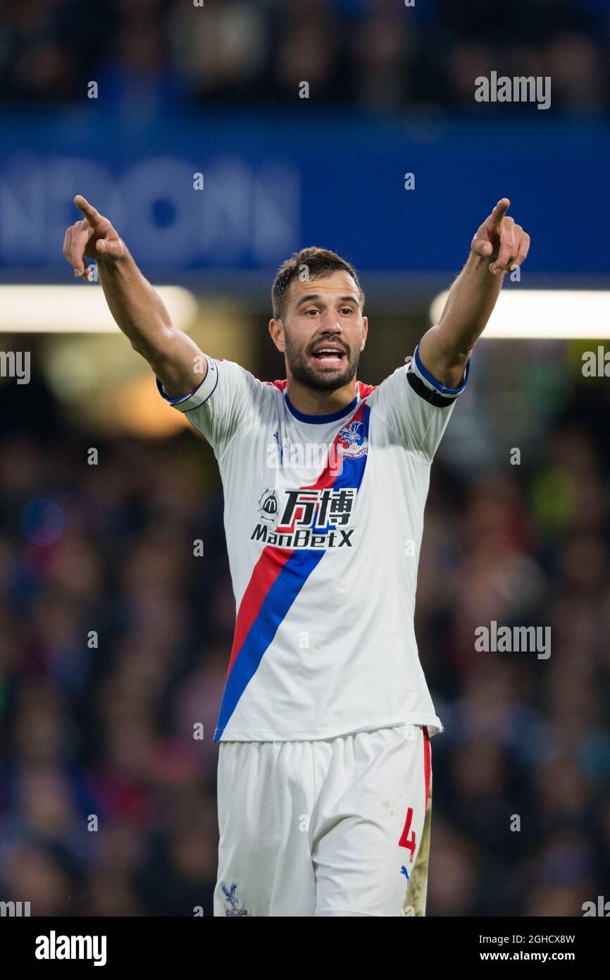 Luka Milivojevic of Crystal Palace reacts during the Premier League ...