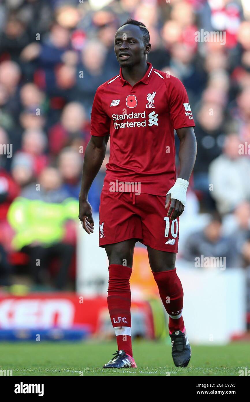 Sadio Mane of Liverpool during the Premier League match at Anfield ...