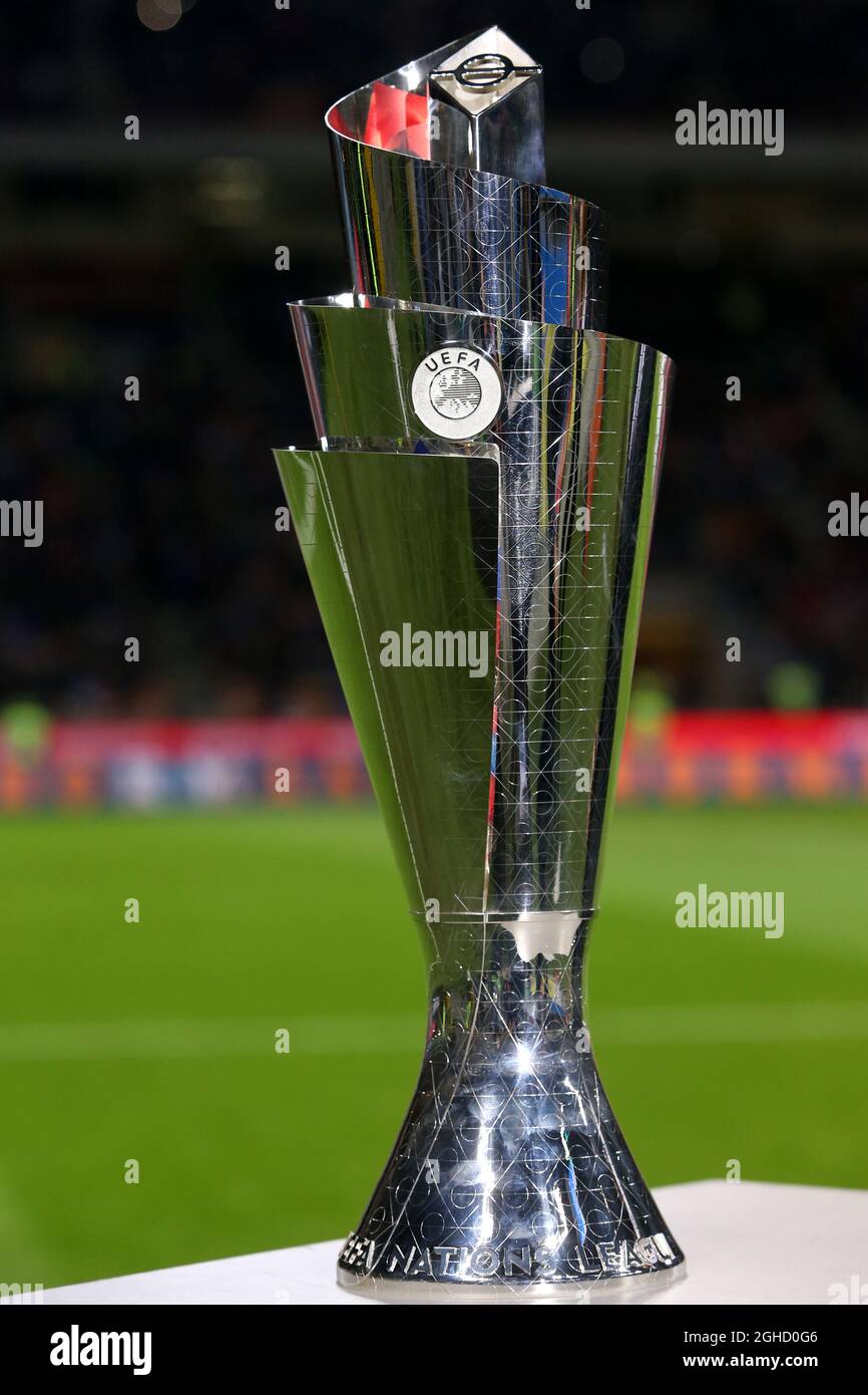 The UEFA Nations League Trophy during the UEFA Nations League match at ...