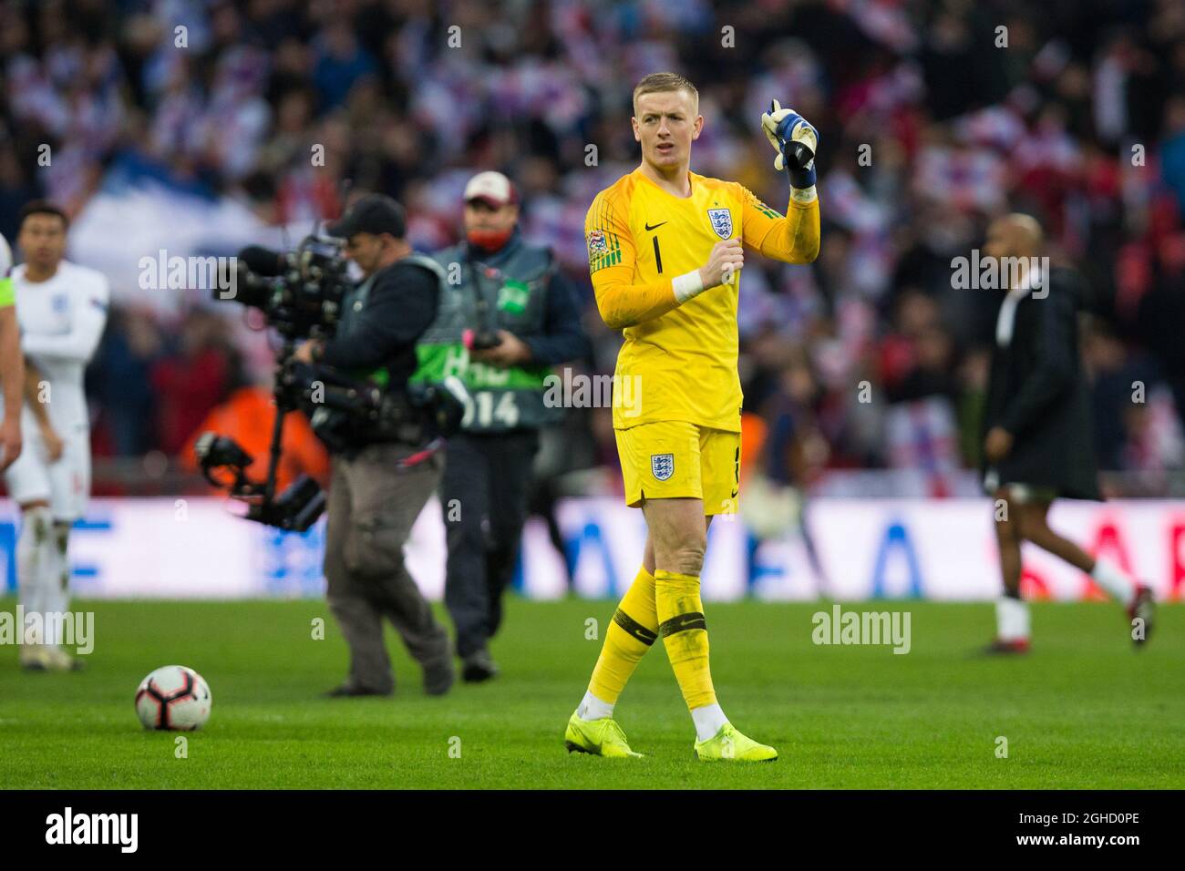 Jordan Pickford of England celebrates after the UEFA Nations League ...