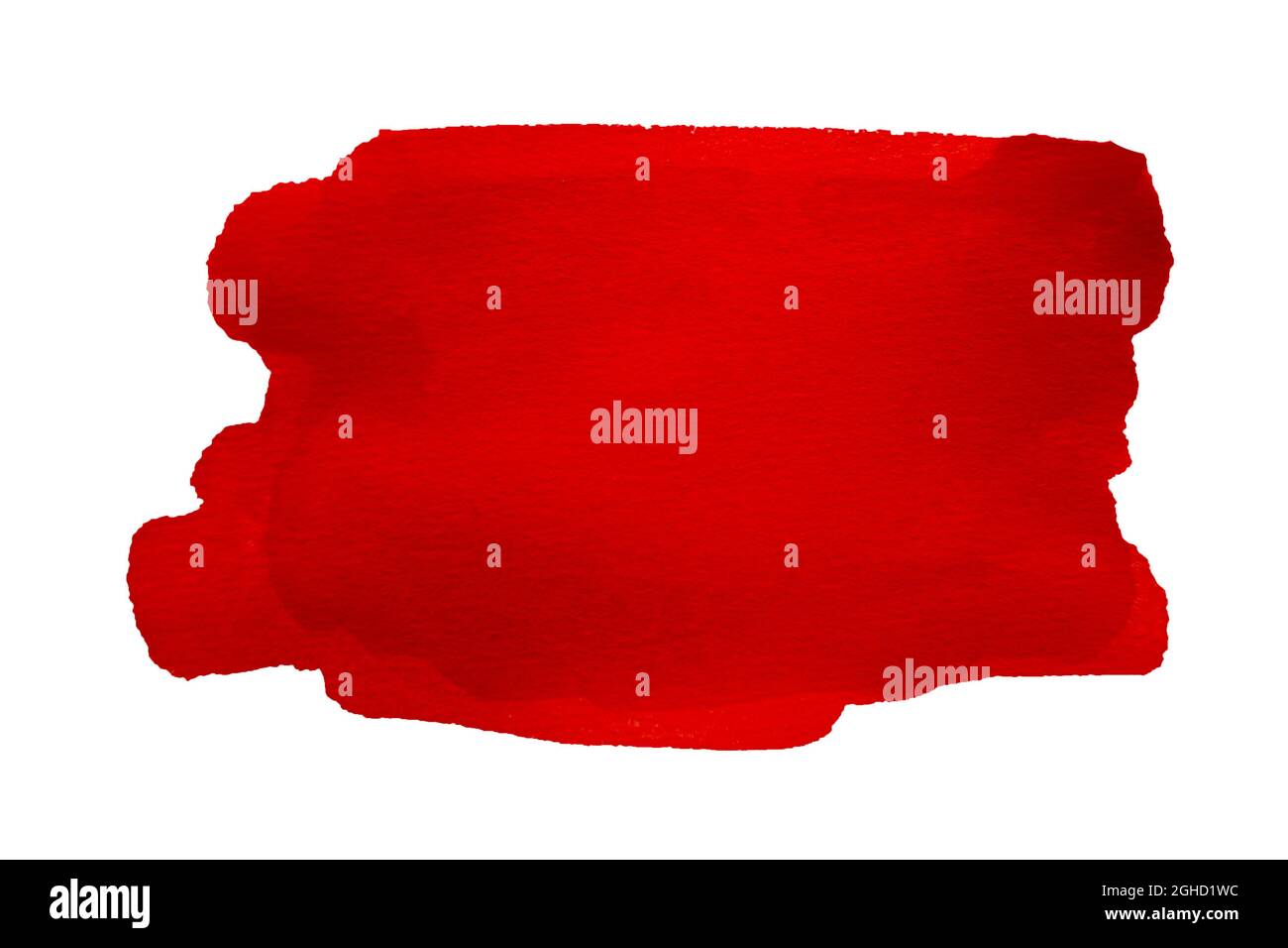 Red watercolor stain from brush strokes isolated on white background ...
