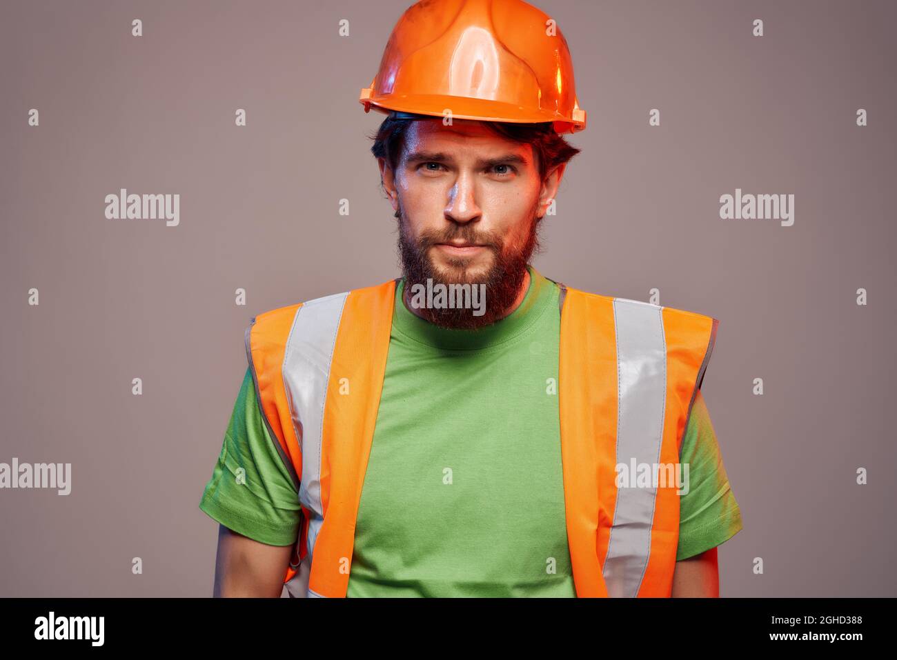 man hard profession industry isolated background Stock Photo - Alamy