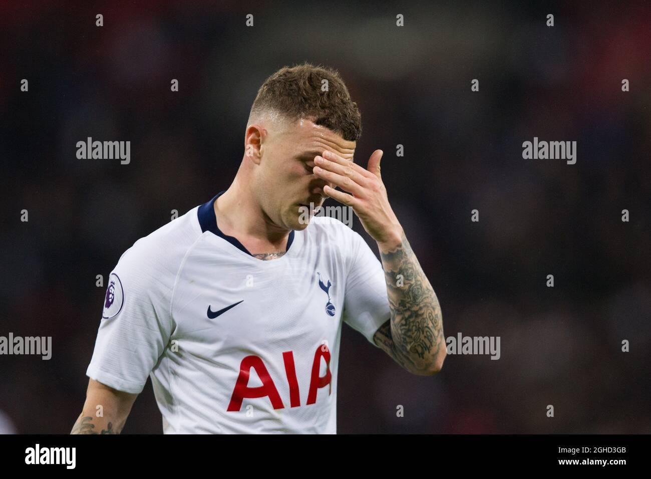 Kieran Trippier of Tottenham Hotspur looks dejected during the Premier ...