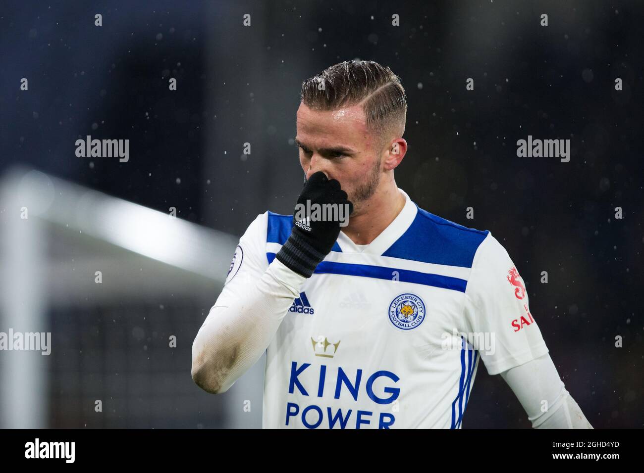 James Maddison of Leicester City reacts during the Premier League match ...
