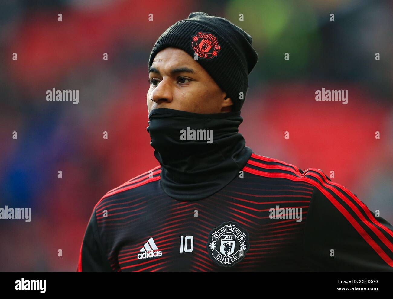Manchester United's Marcus Rashford warms up during the Premier League ...