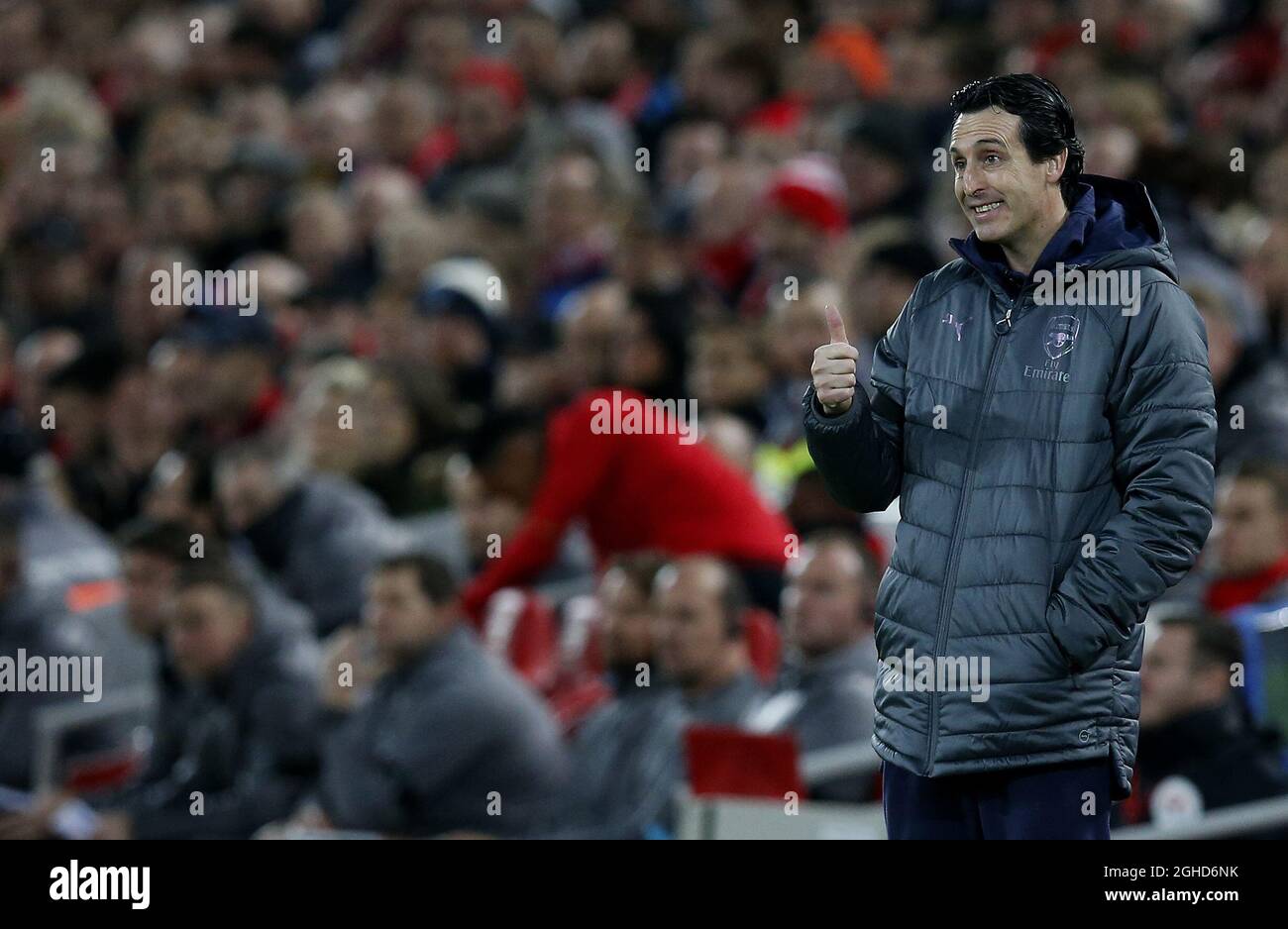 Arsenal Manager Unai Emery during the Premier League match at Anfield ...