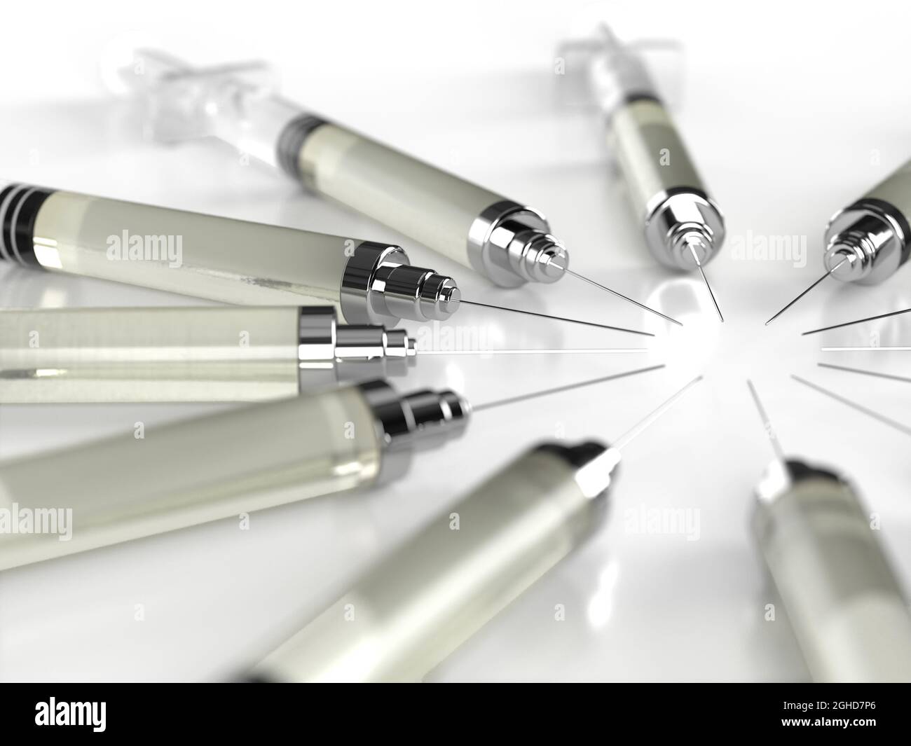 Syringes arranged in a circle Stock Photo - Alamy