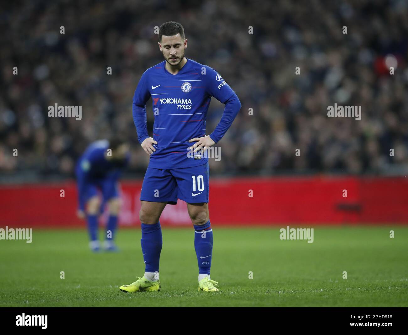 Eden Hazard of Chelsea dejected during the Carabao Cup Semi Final First ...