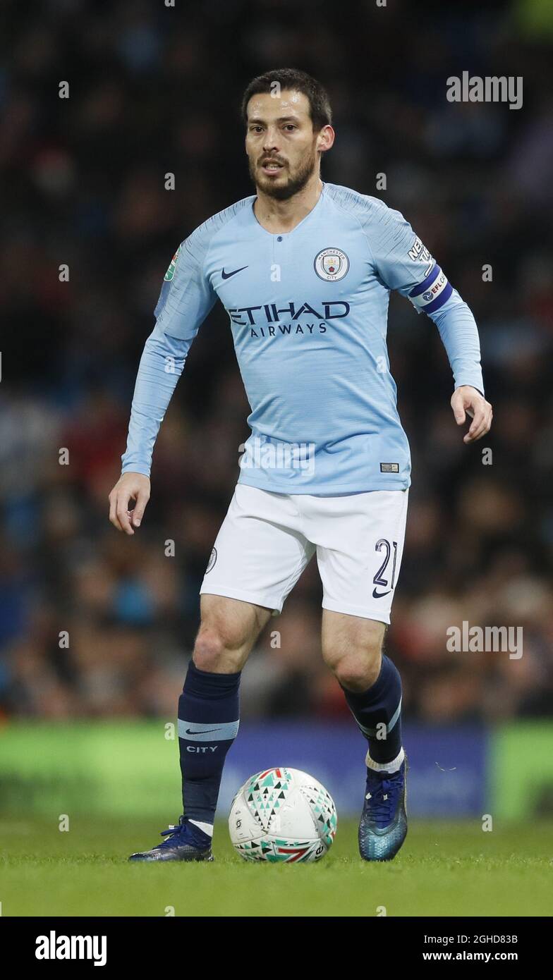 David Silva of Manchester City during the Carabao Cup Semi Final First ...