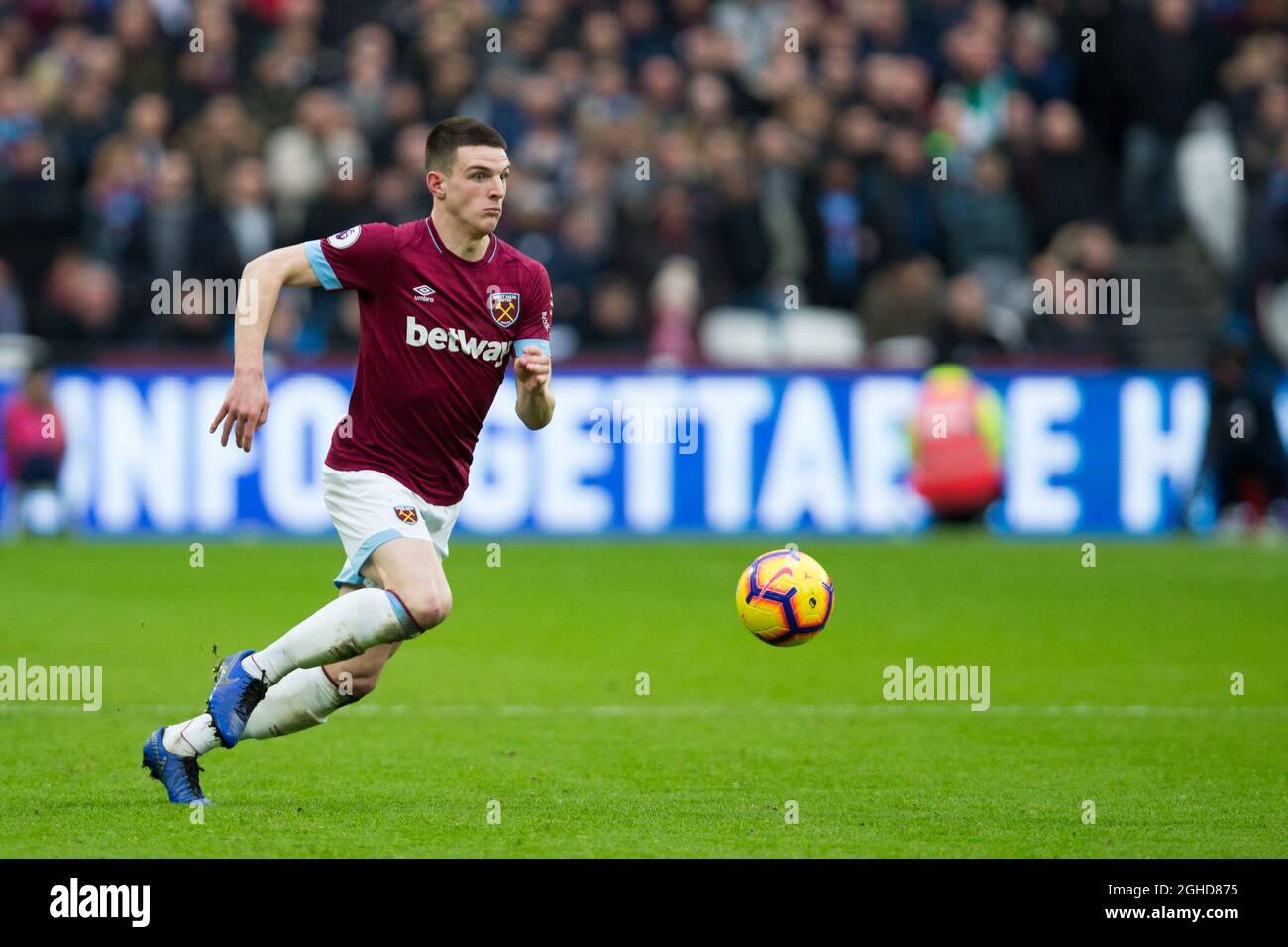 Declan Rice of West Ham United in action during the Premier League ...