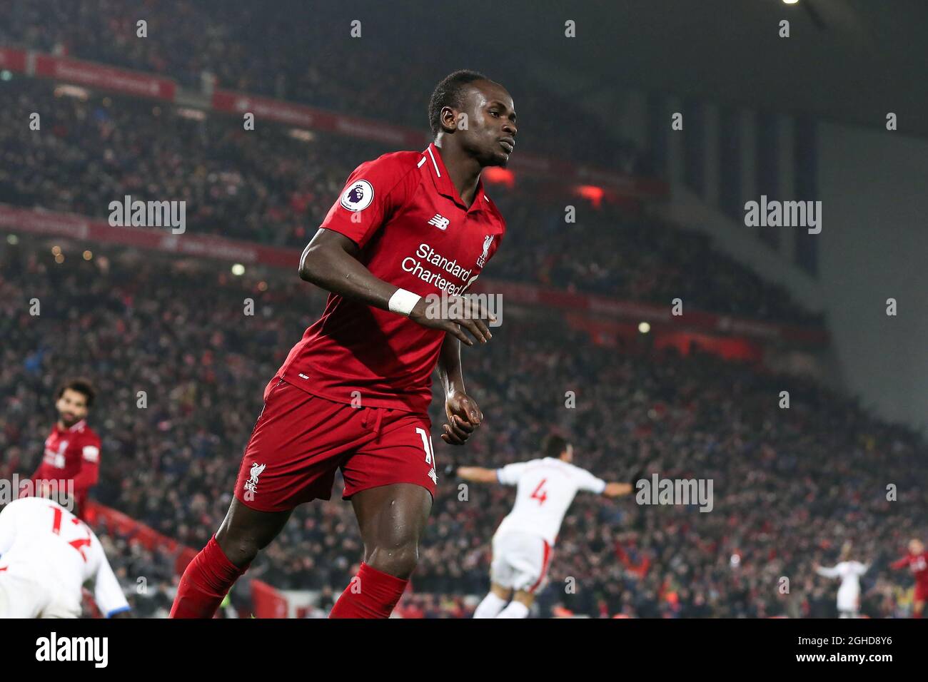 Sadio Mane of Liverpool celebrates after scoring his sides fourth goal ...