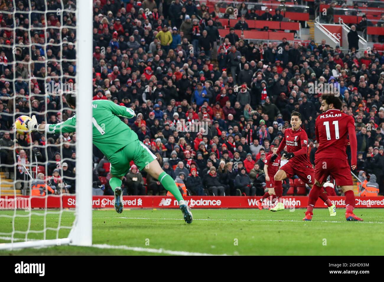 Mohamed Salah of Liverpool scores a goal during the Premier League ...