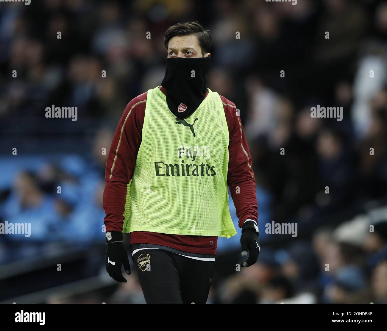 Mesut Ozil of Arsenal warms up during the Premier League match at the ...