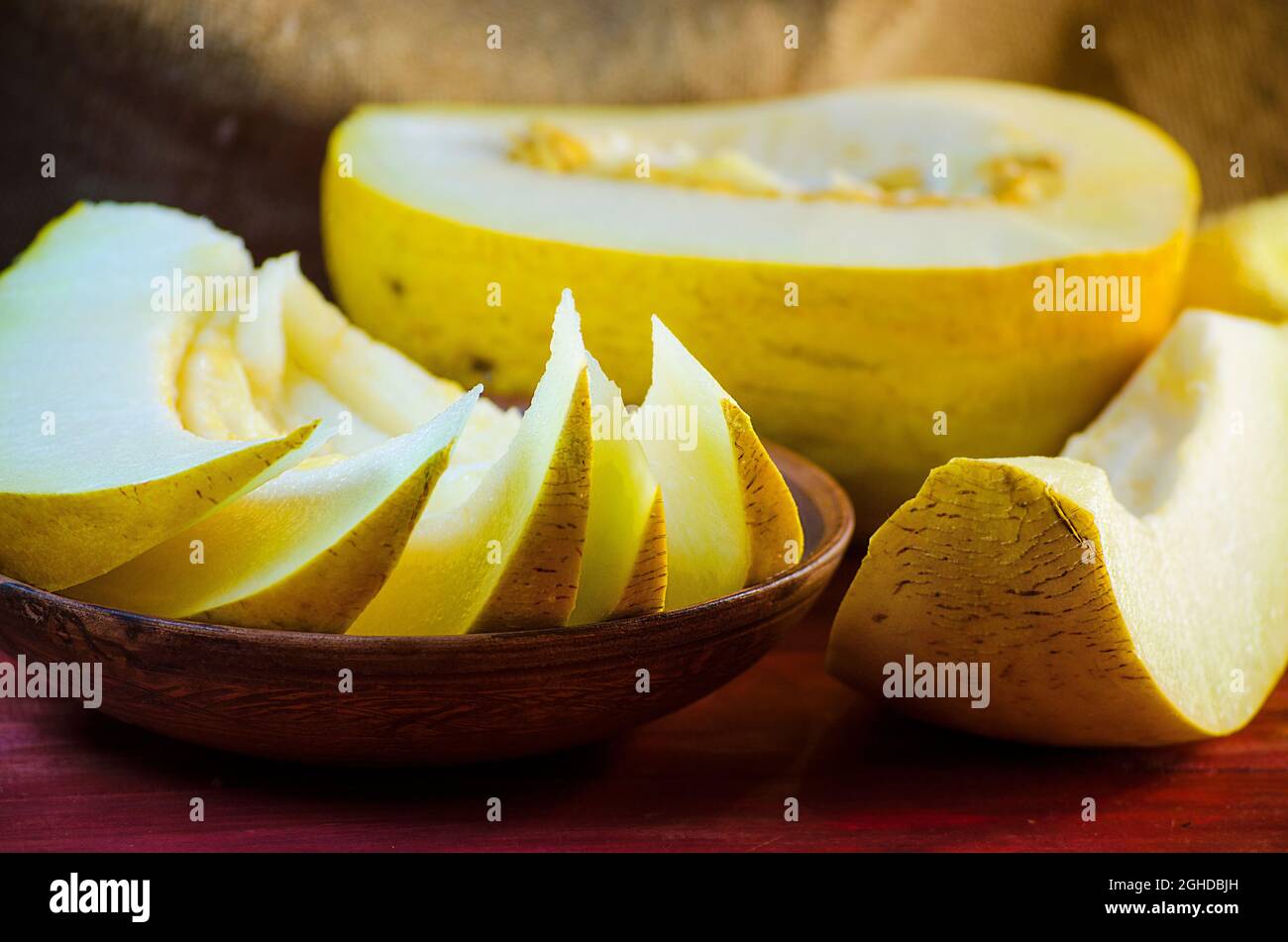 Half sweet melon pieces hi-res stock photography and images - Alamy