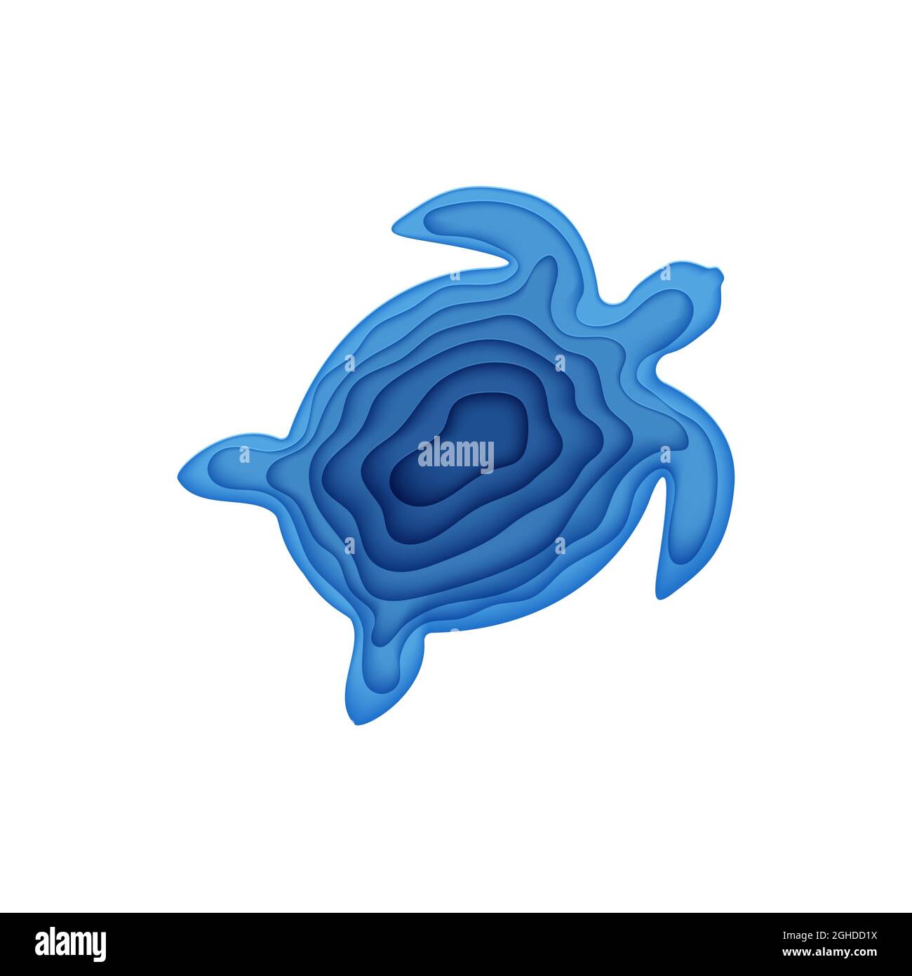 Silhouette of a of sea turtle cut out of paper. Papercut 3d element ...