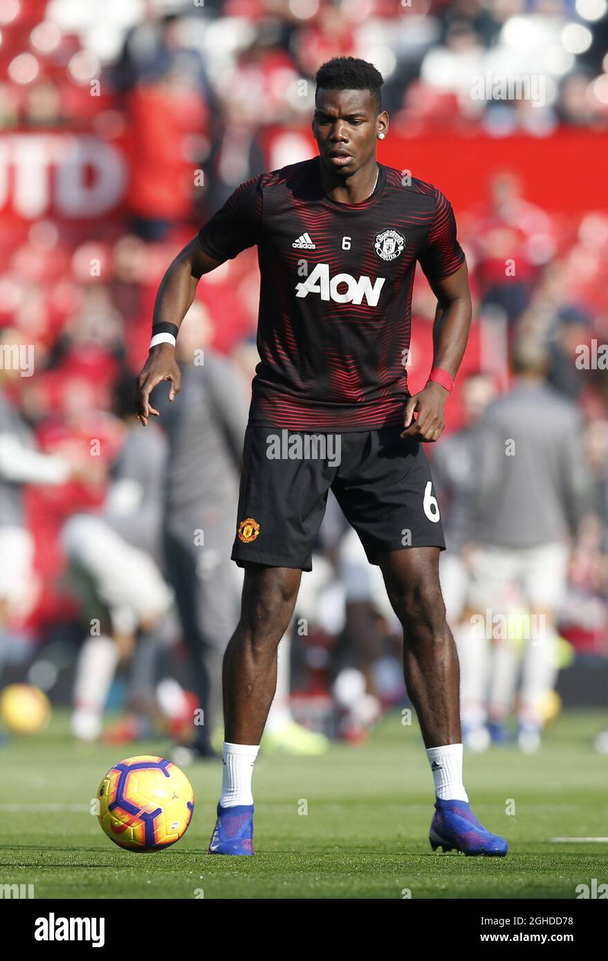 Paul Pogba of Manchester United warms up before the Premier League ...