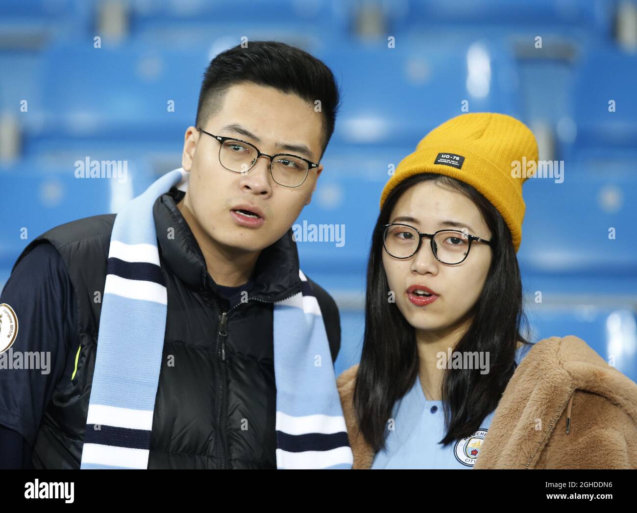 Manchester City fans during the Premier League match at the Etihad ...