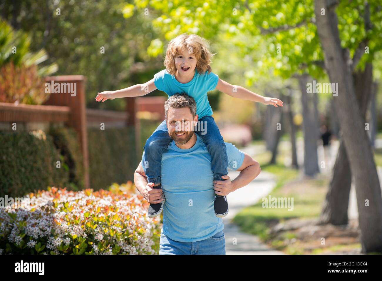 childhood and parenthood. parent relax with small child boy. dad with ...