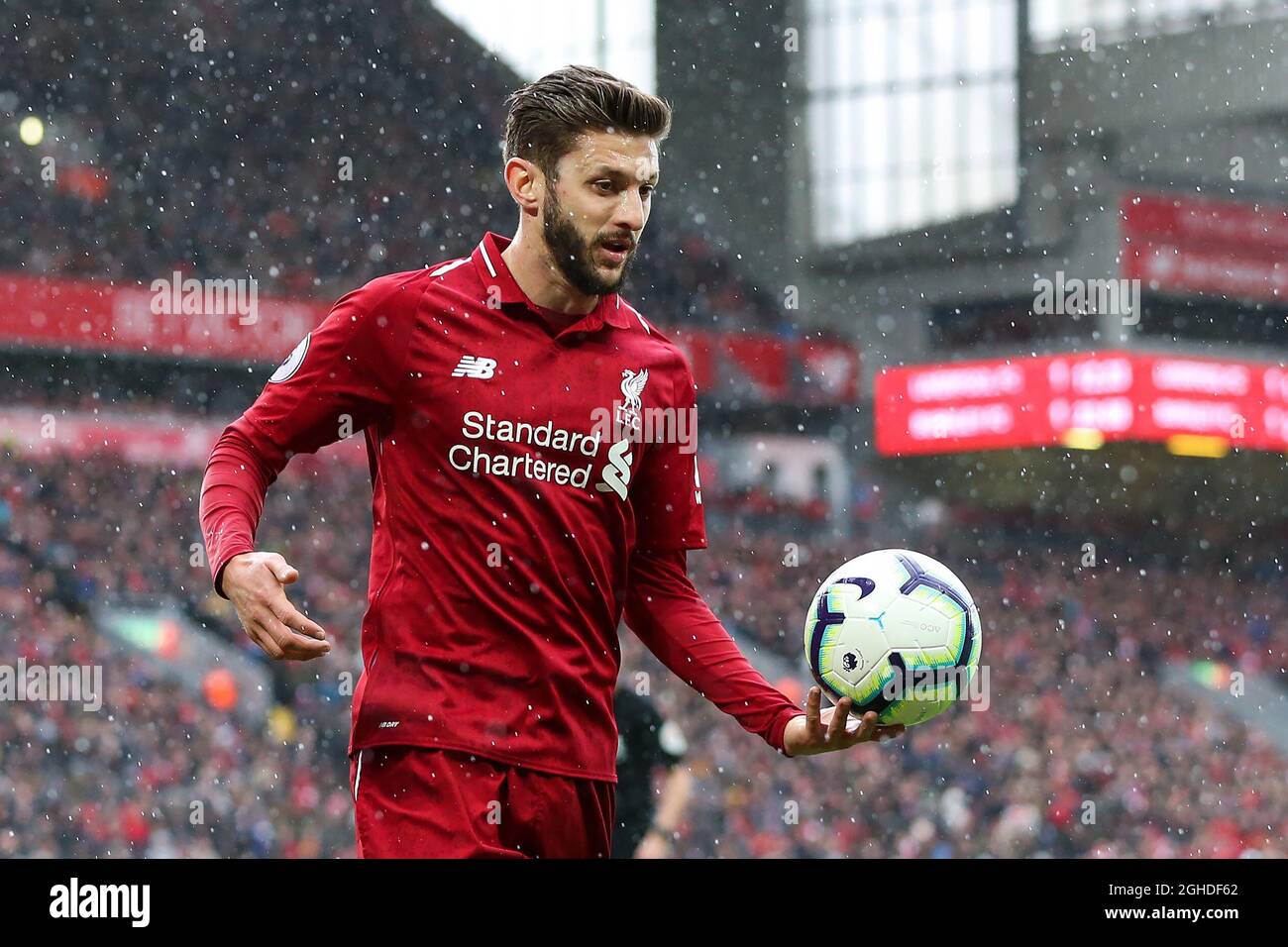 Adam Lallana of Liverpool during the Premier League match at Anfield ...