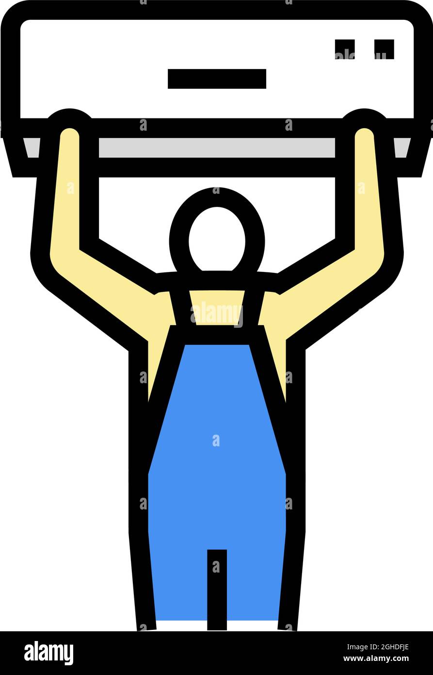 air conditioning installation color icon vector illustration Stock ...