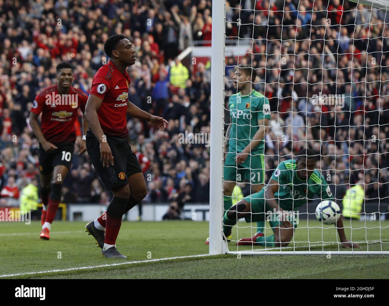 Anthony Martial of Manchester United celebrates scoring the second goal ...