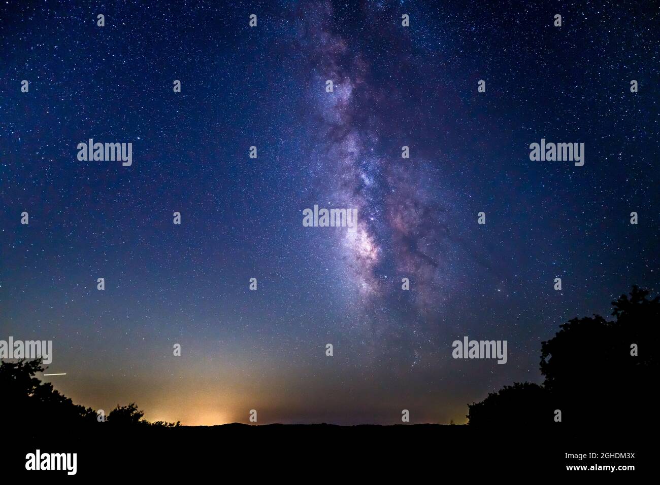 Milky Way Galaxy in Vertical Portision Over Texas Land Stock Photo - Alamy