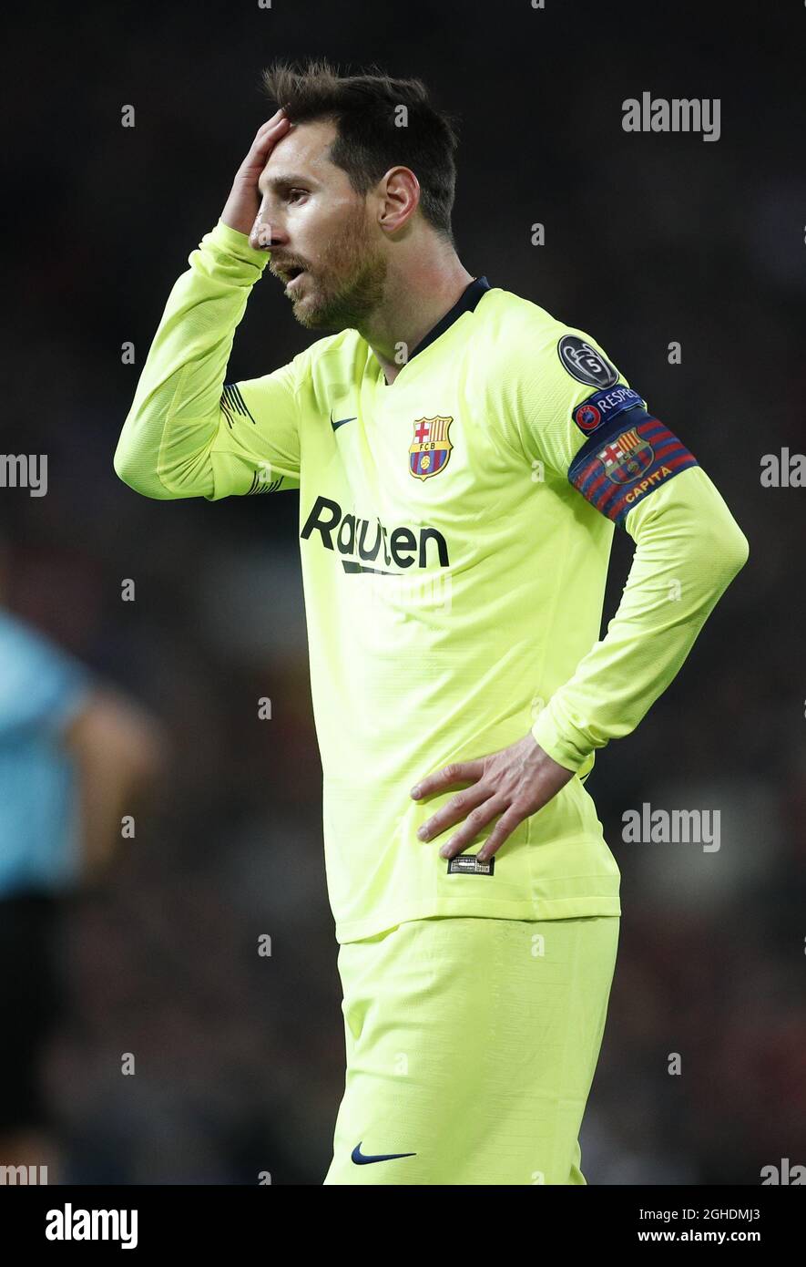 Lionel Messi of Barcelona during the UEFA Champions League match at Old ...