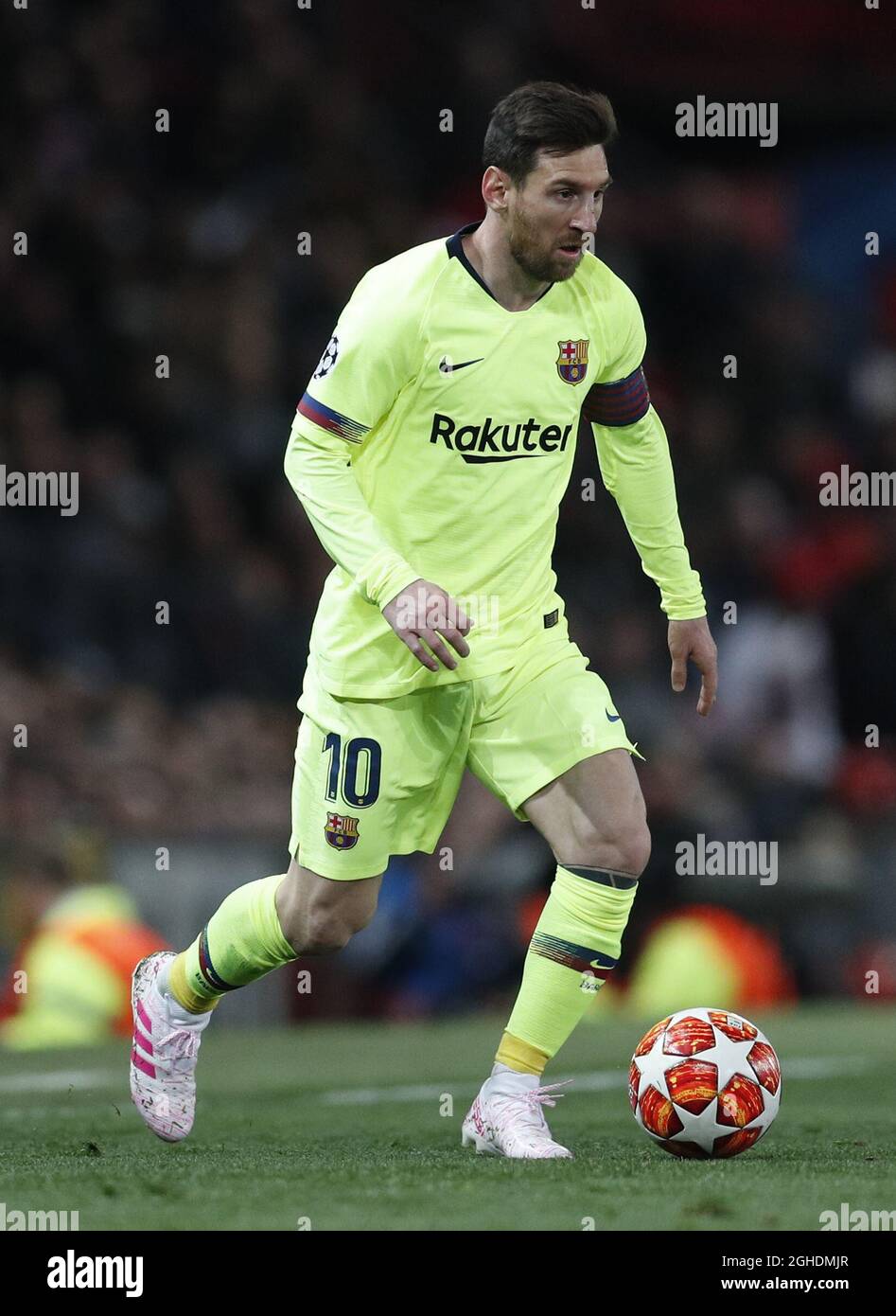 Lionel Messi of Barcelona during the UEFA Champions League match at Old ...